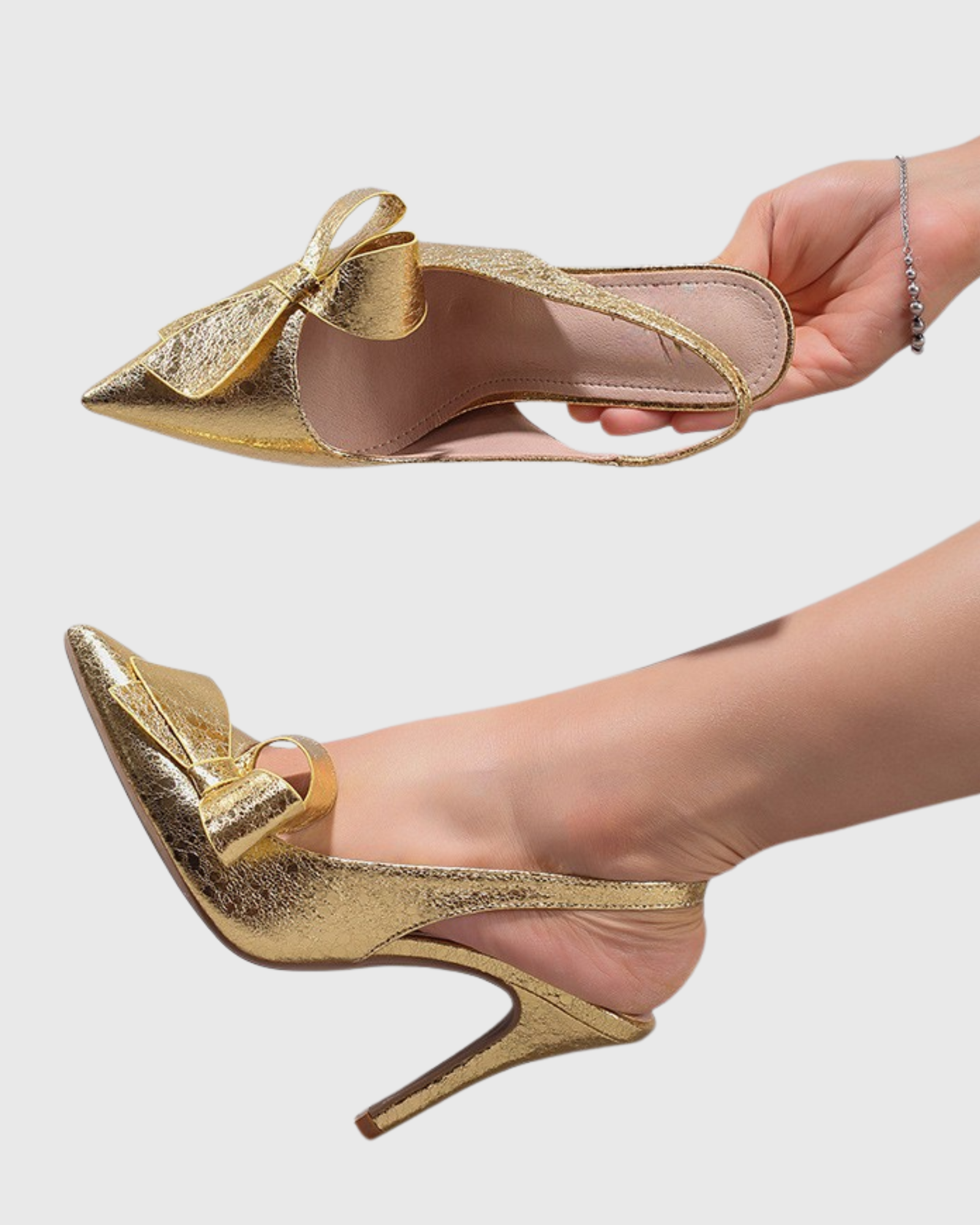 Vard Bow Slingback Heels In Gold – Sienna Rossi