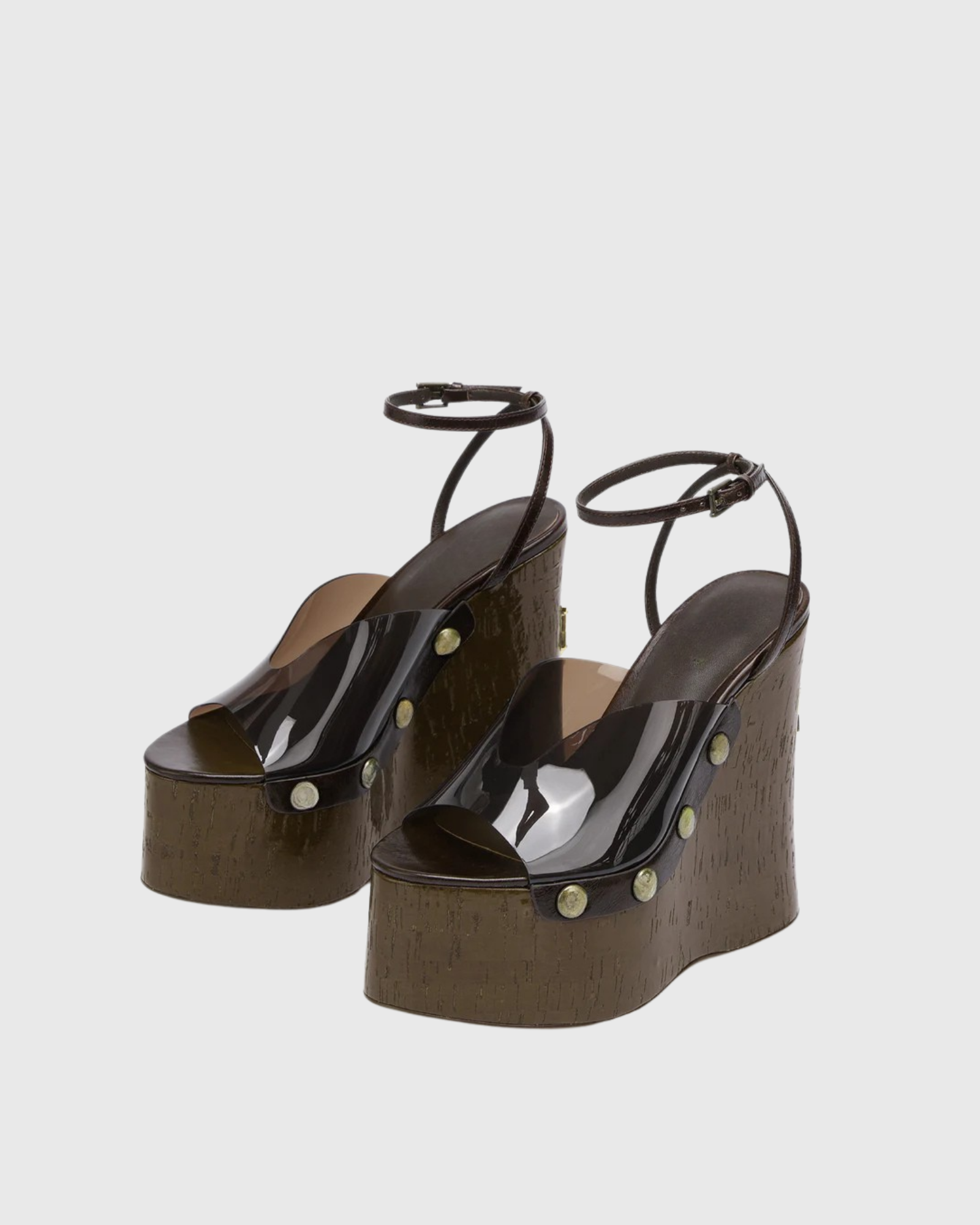 Ellen Pvc Panel Platform Sandals In Brown – Sienna Rossi