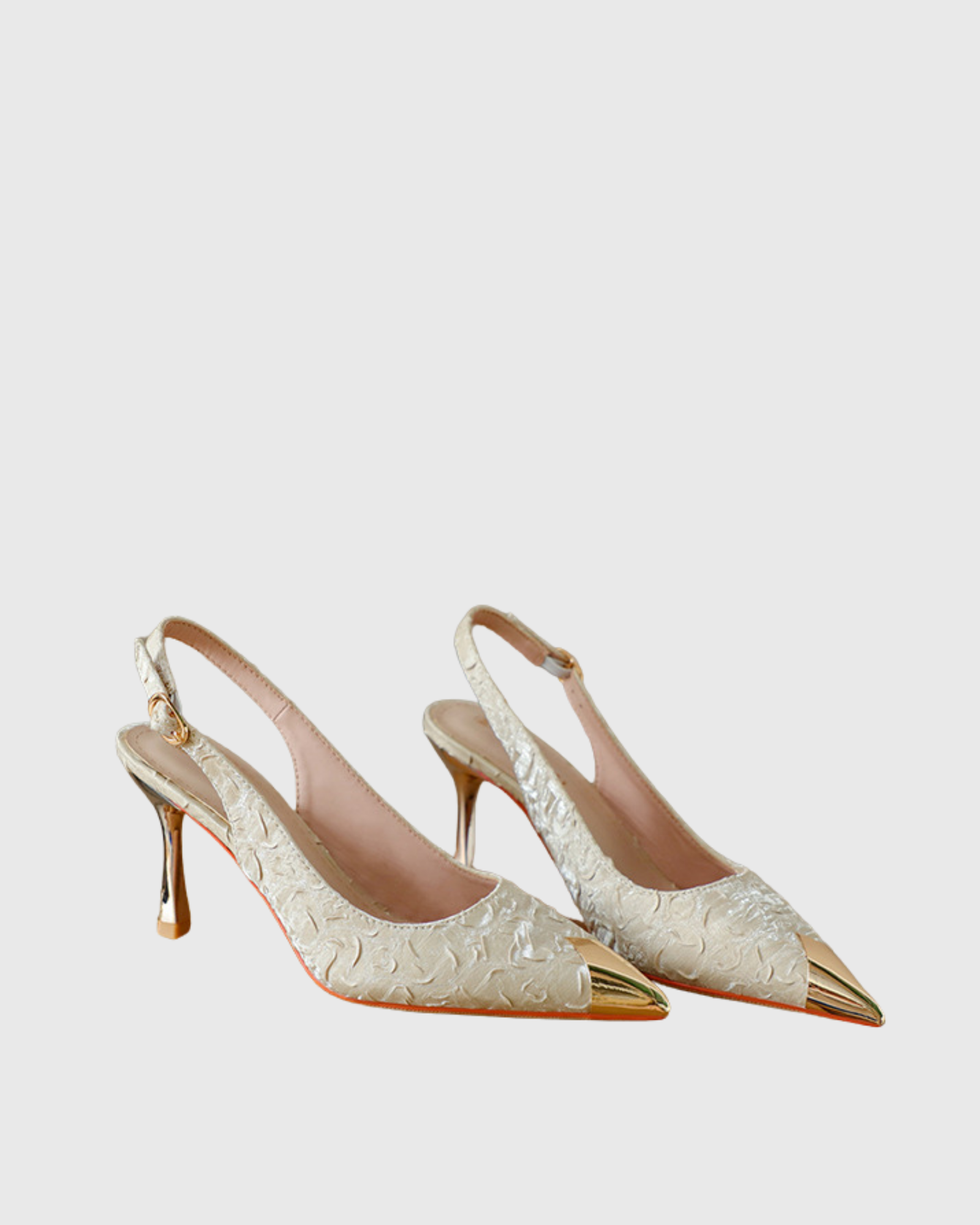 Helen Embossed Satin Slingback Pumps In Natural – Sienna Rossi