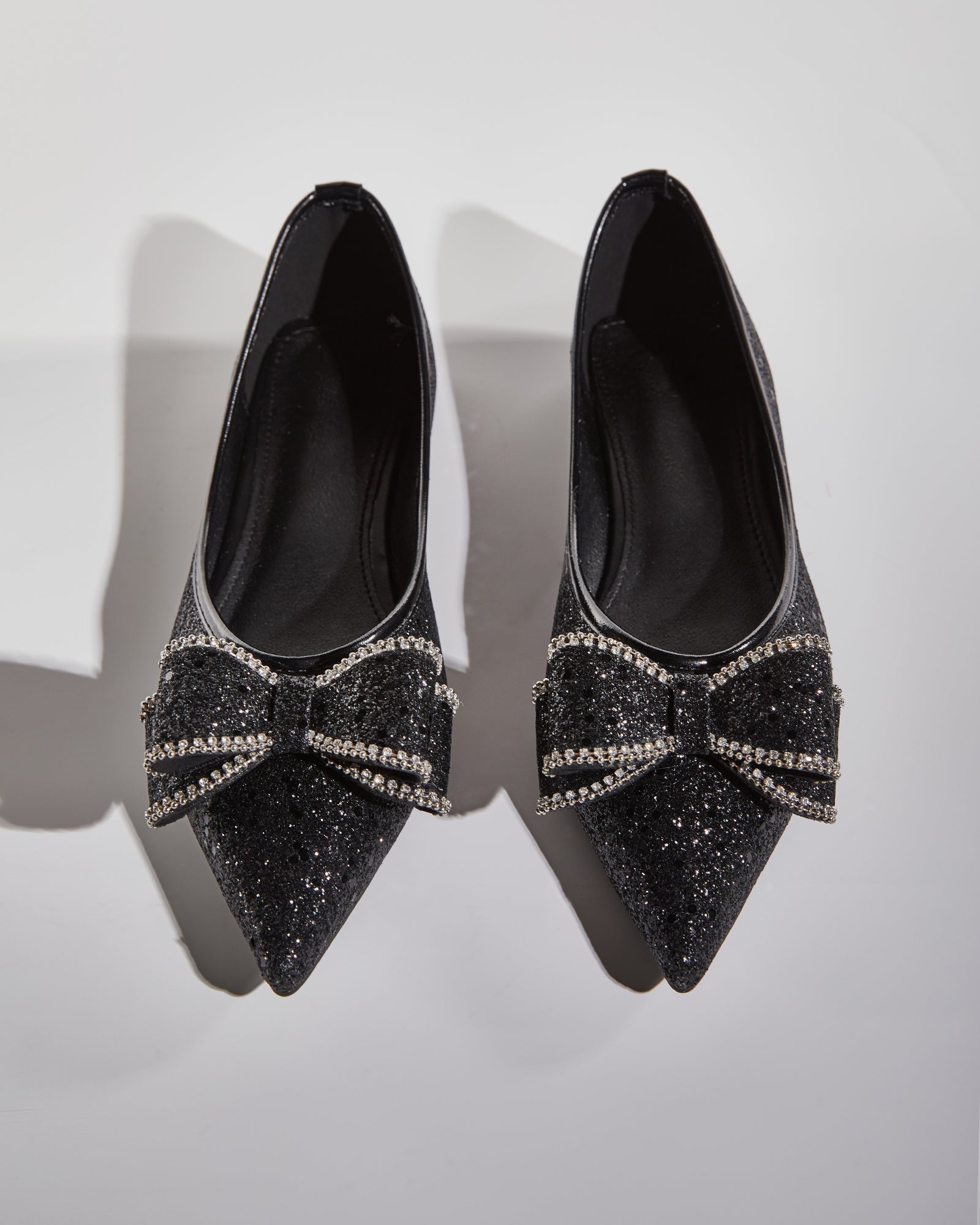 Kia Sparkle Bow Sequin Flats In Black – Sienna Rossi