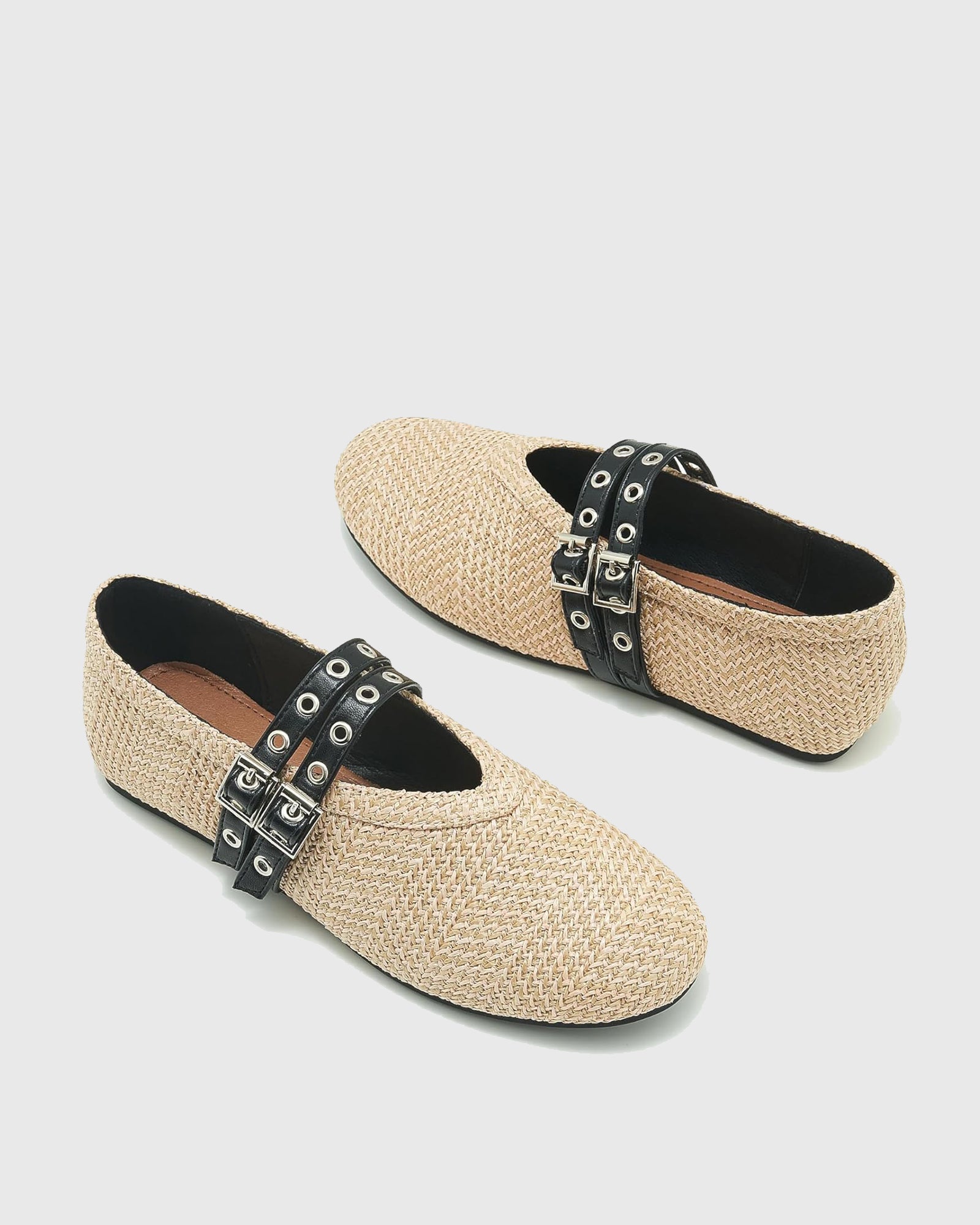 Rosina Double Buckle Straw Woven Flats – Sienna Rossi