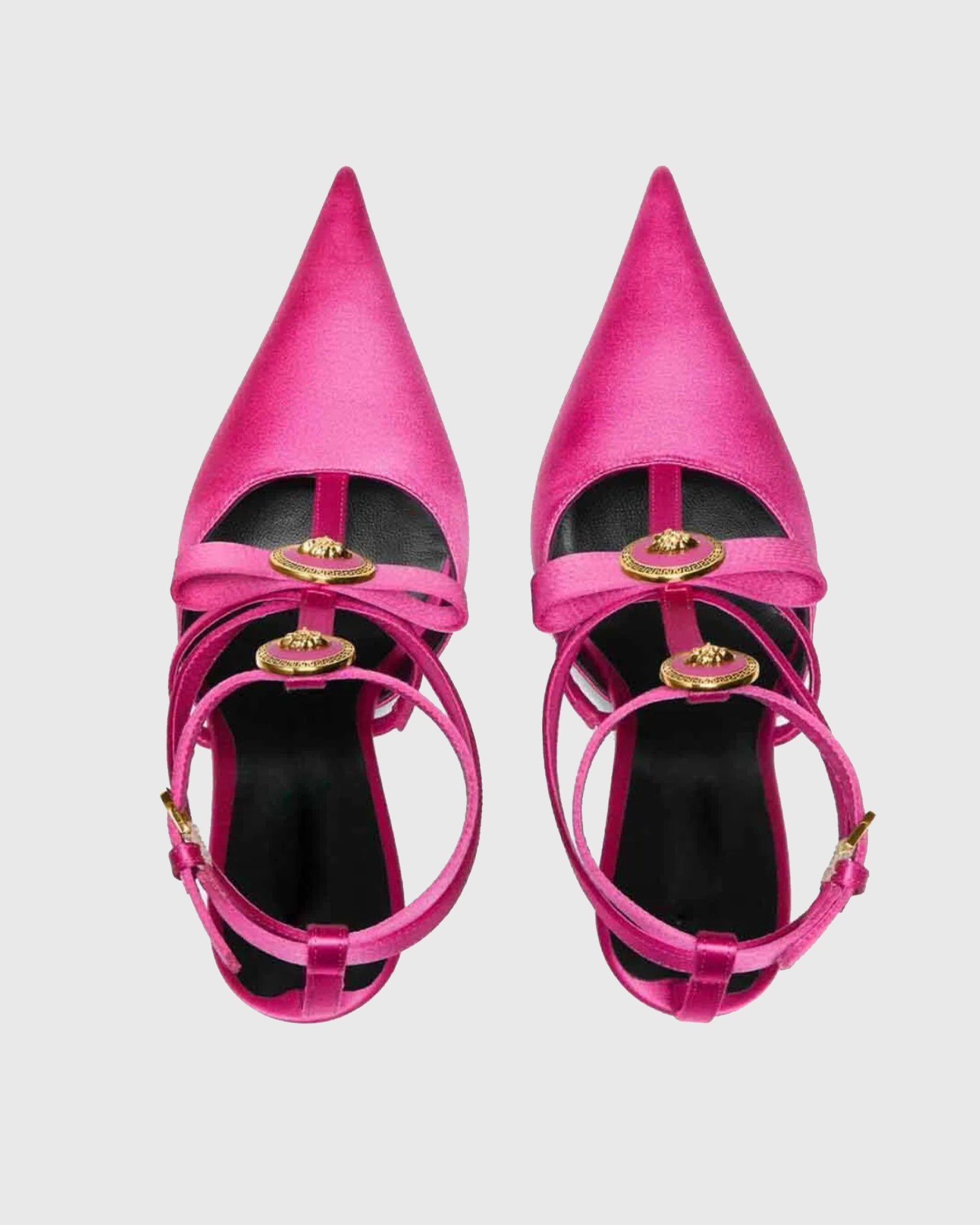 Sailor Buckle Gladiator Satin Pumps In Hot Pink – Sienna Rossi