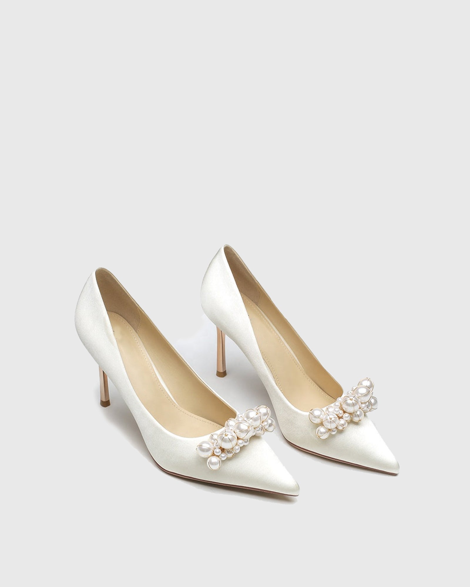 Sala Pearl Satin Pumps In White – Sienna Rossi