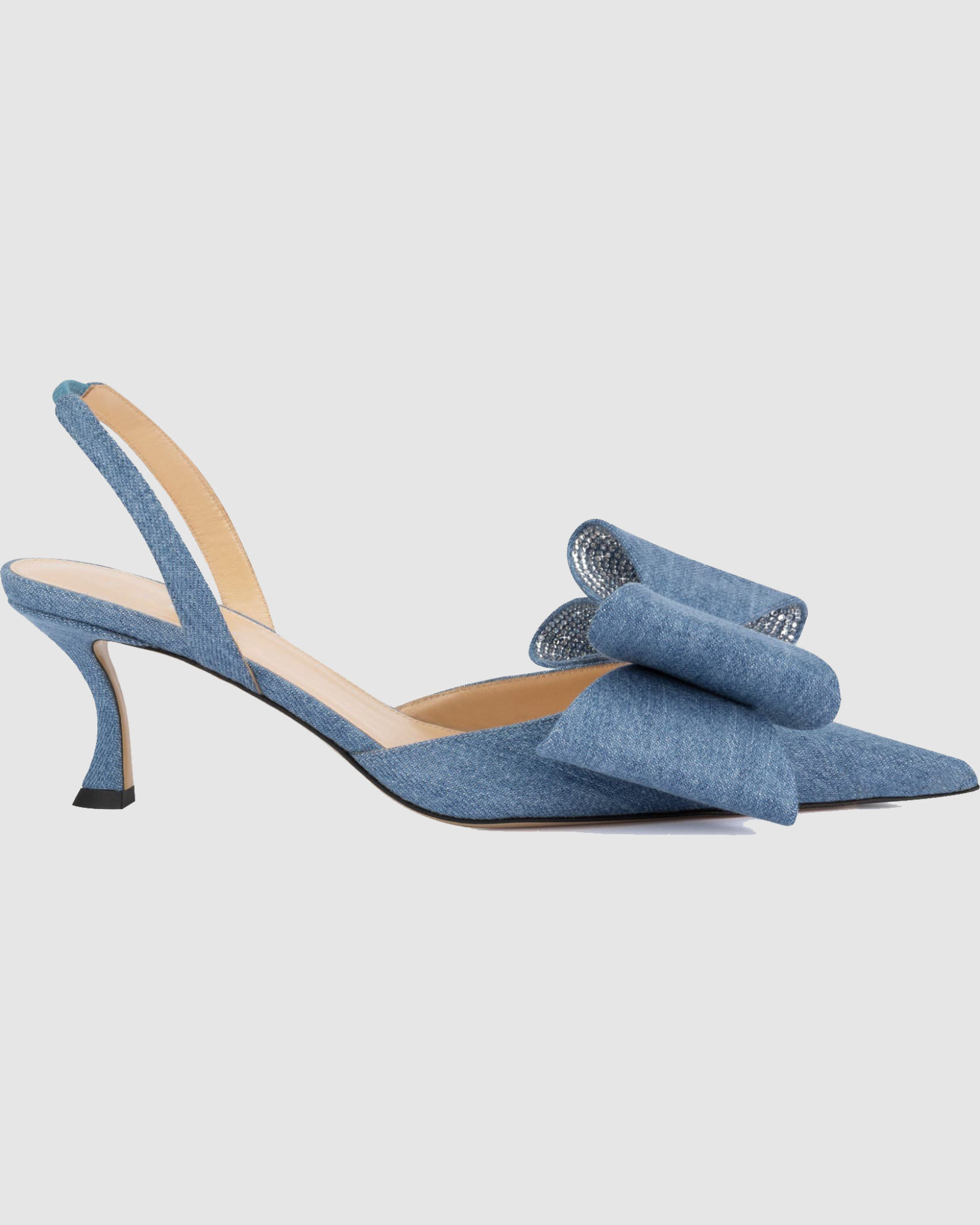 Siena Bow Embellished Denim Slingback Pumps – Sienna Rossi