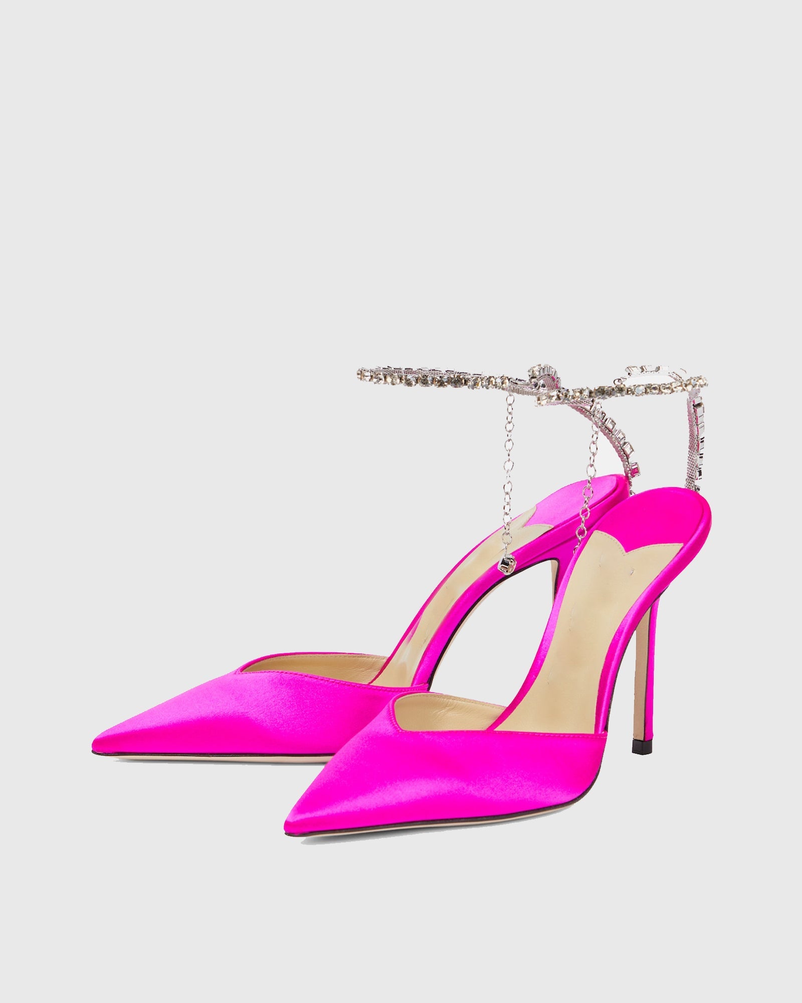 Silva Rhinestone Strap Satin Pumps In Hot Pink – Sienna Rossi