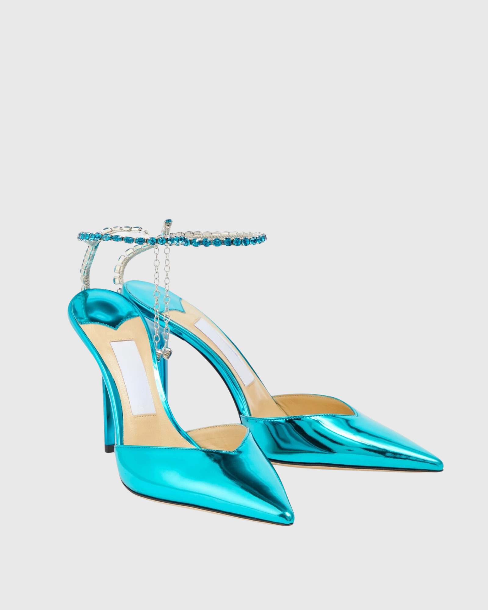 Silva Rhinestone Strap Metallic Pumps In Teal – Sienna Rossi