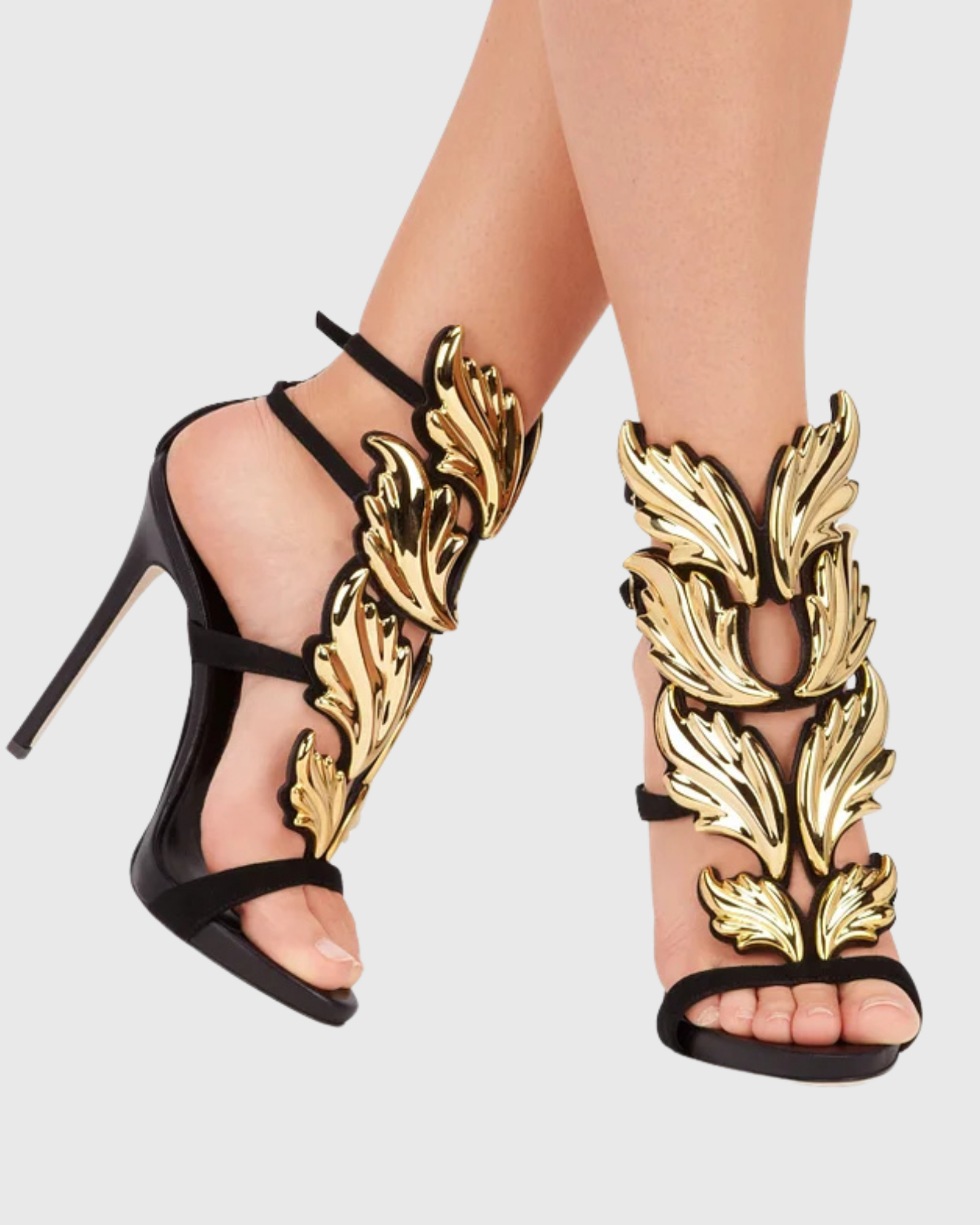 Tatiana Mirrored Wing Sandals In Black – Sienna Rossi