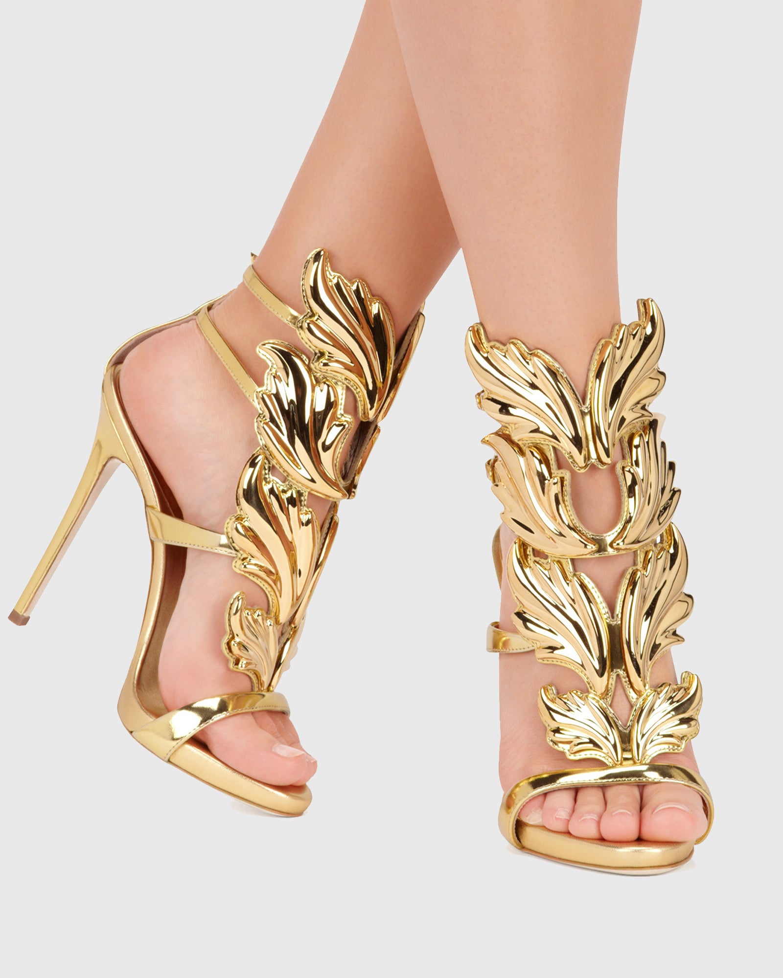 Tatiana Mirrored Wing Sandals In Gold – Sienna Rossi