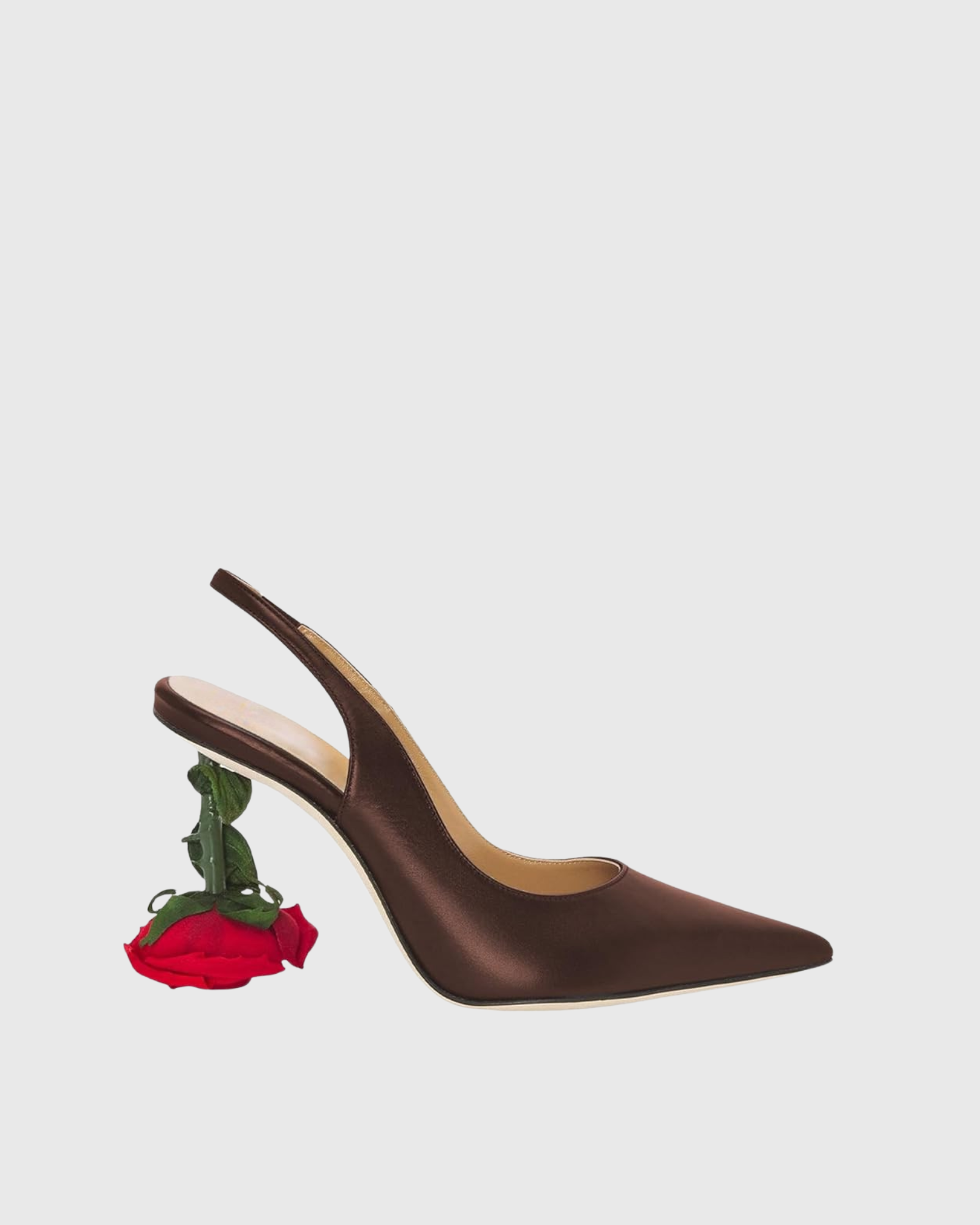 Venice Flower Heel Satin Slingback Pumps In Dark Brown – Sienna Rossi