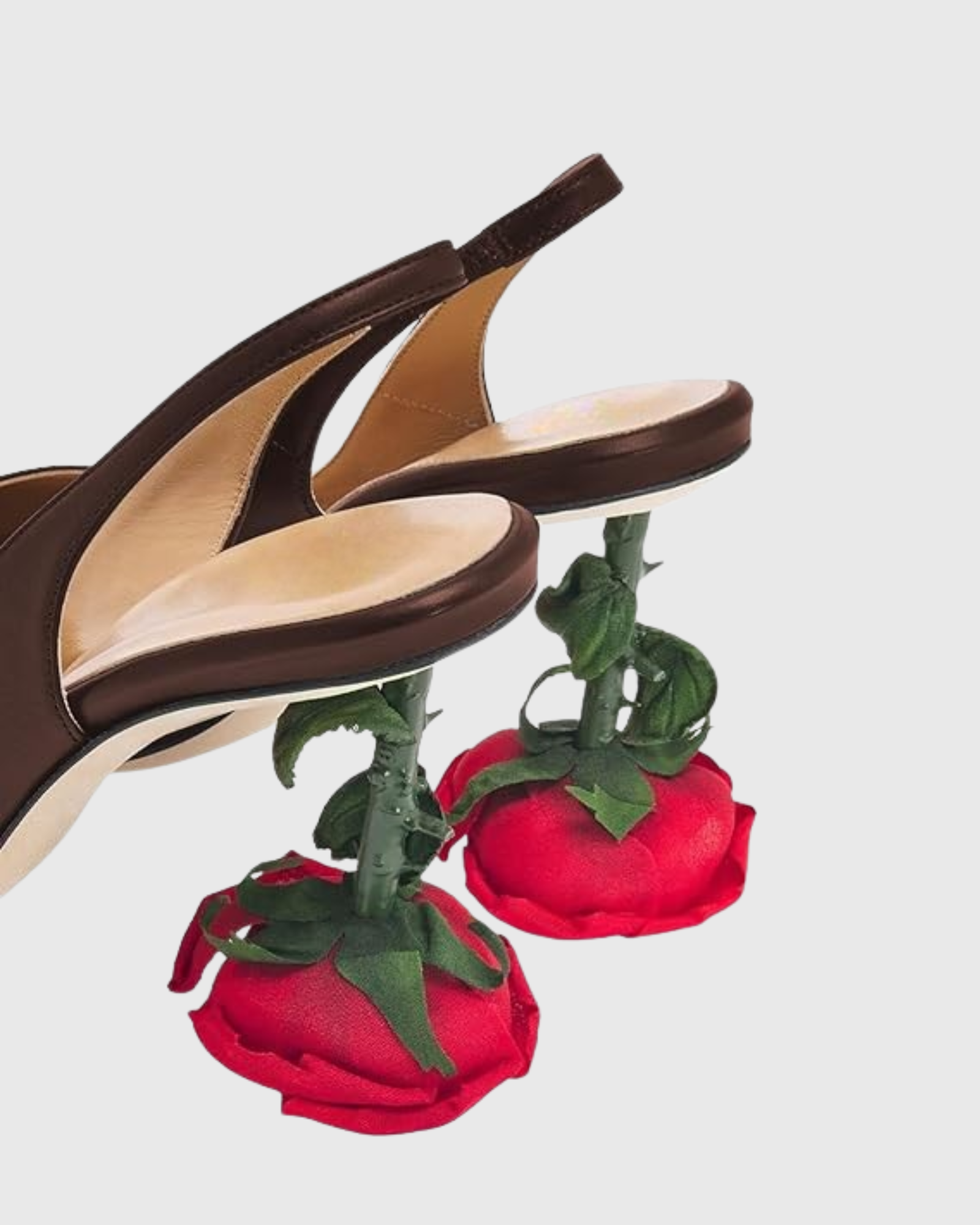 Venice Flower Heel Satin Slingback Pumps In Dark Brown – Sienna Rossi