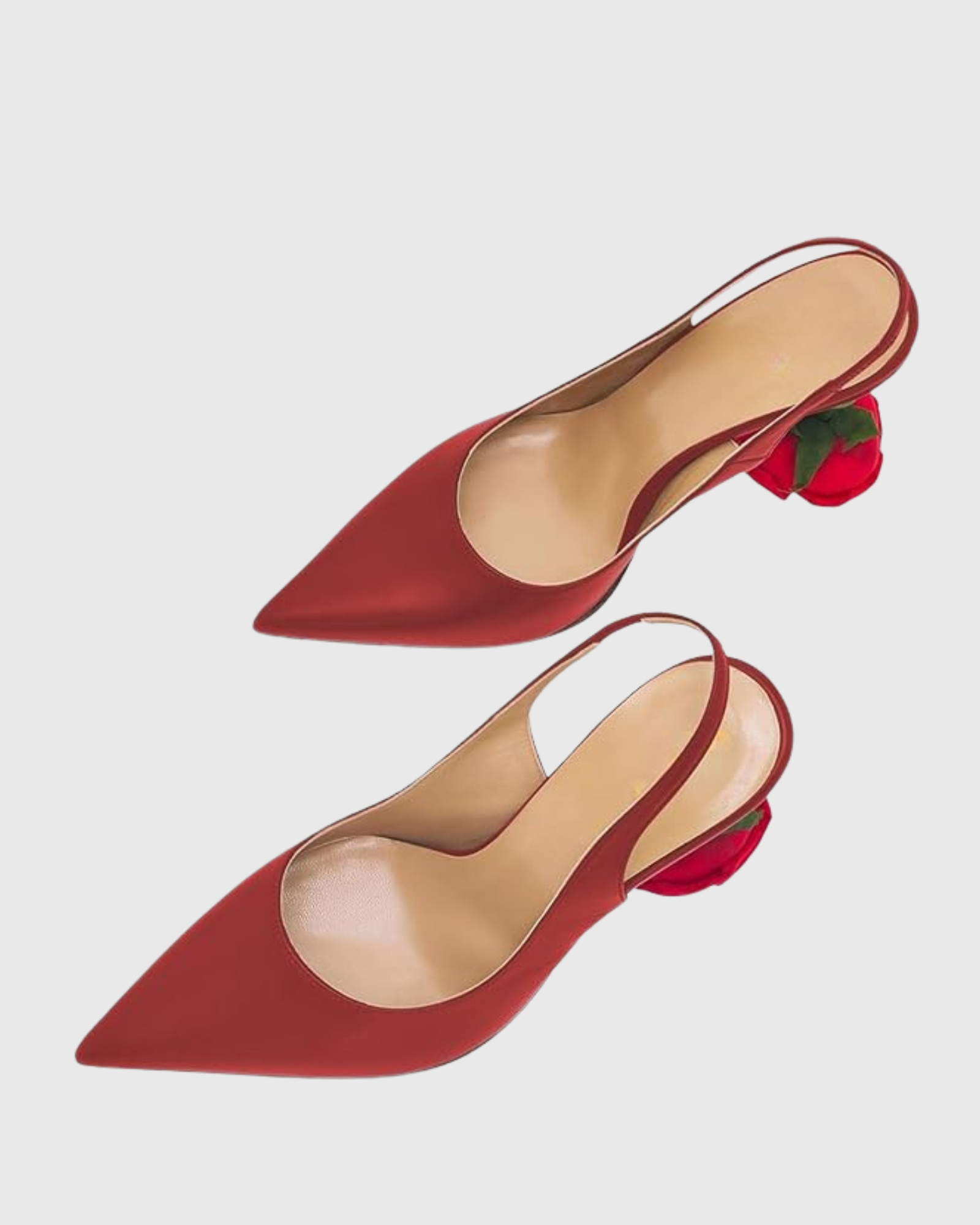 Venice Flower Heel Satin Slingback Pumps In Red – Sienna Rossi