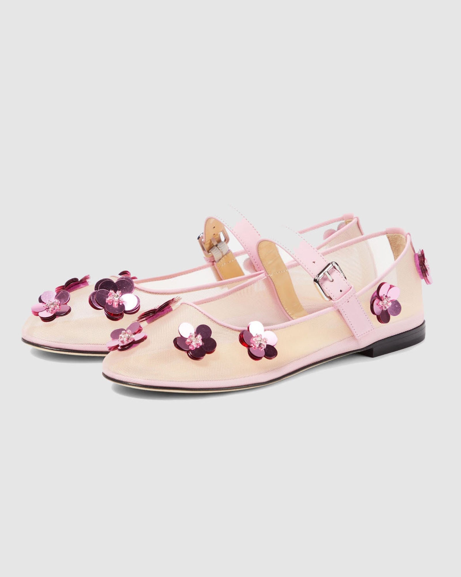 Zeta Flower Embellished Mesh Ballet Flats – Sienna Rossi